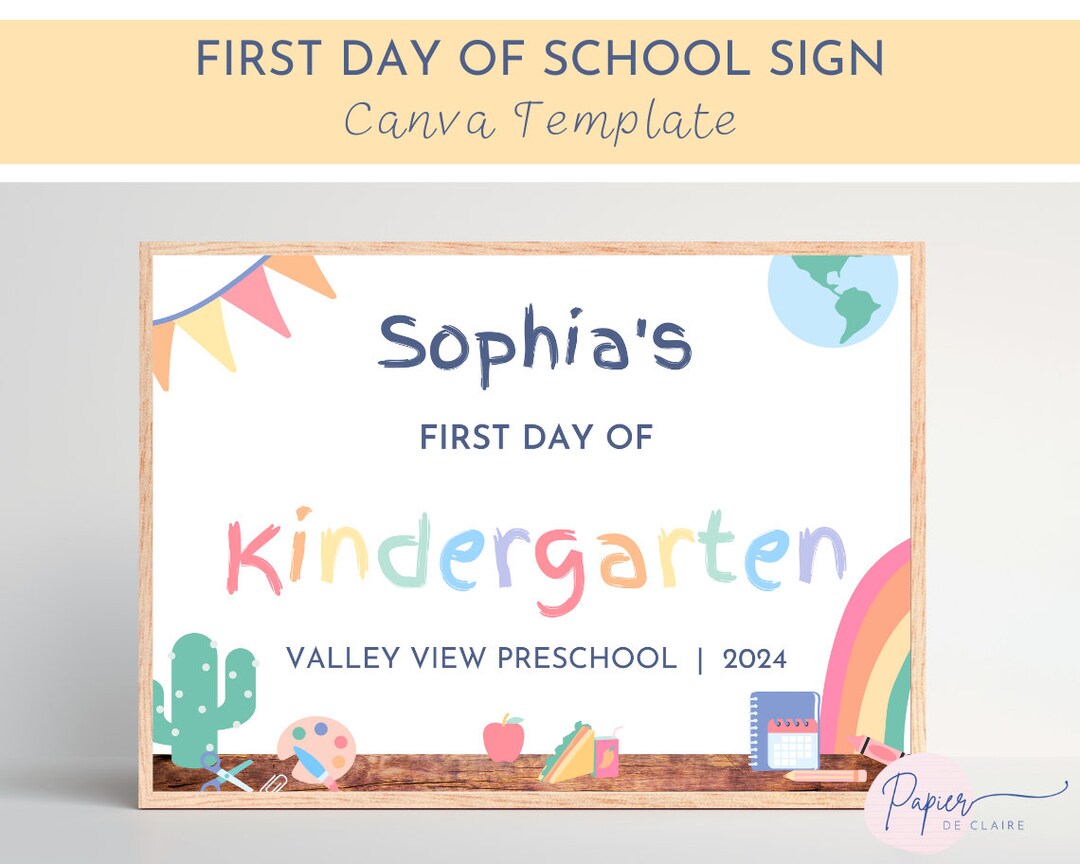 Editable First Last Day of School Preschool Sign | Personalized ...