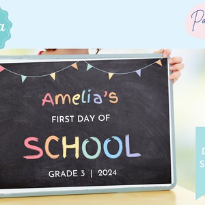 Editable First Last Day of School Preschool Sign Blackboard ...