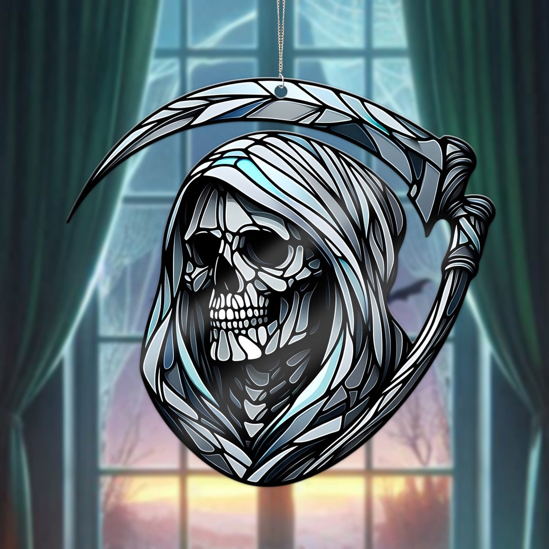Halloween Grim Reaper ACRYLIC Window Hanging Ornament, Stained Glass ...