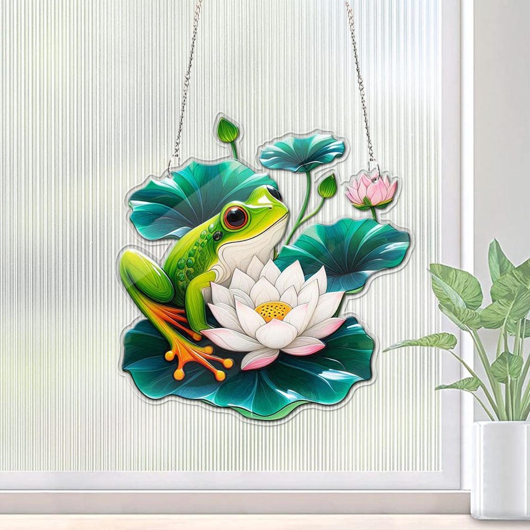 Frog Acrylic Window Hanging, Frog Home Decor, Gift for Her, Animal ...