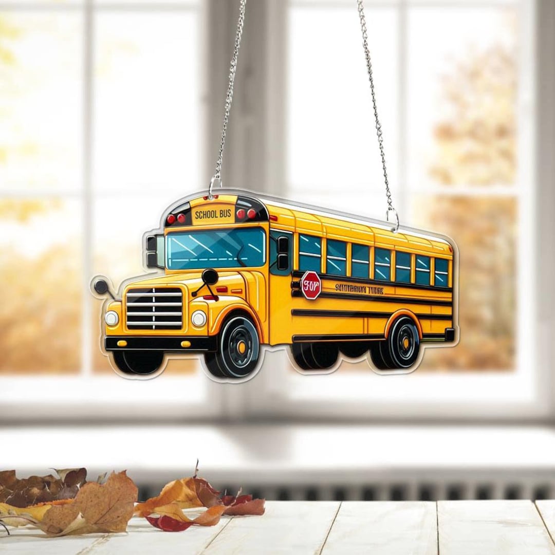 School Bus Acrylic Window Hanging, School Bus Decor, Gift for School ...
