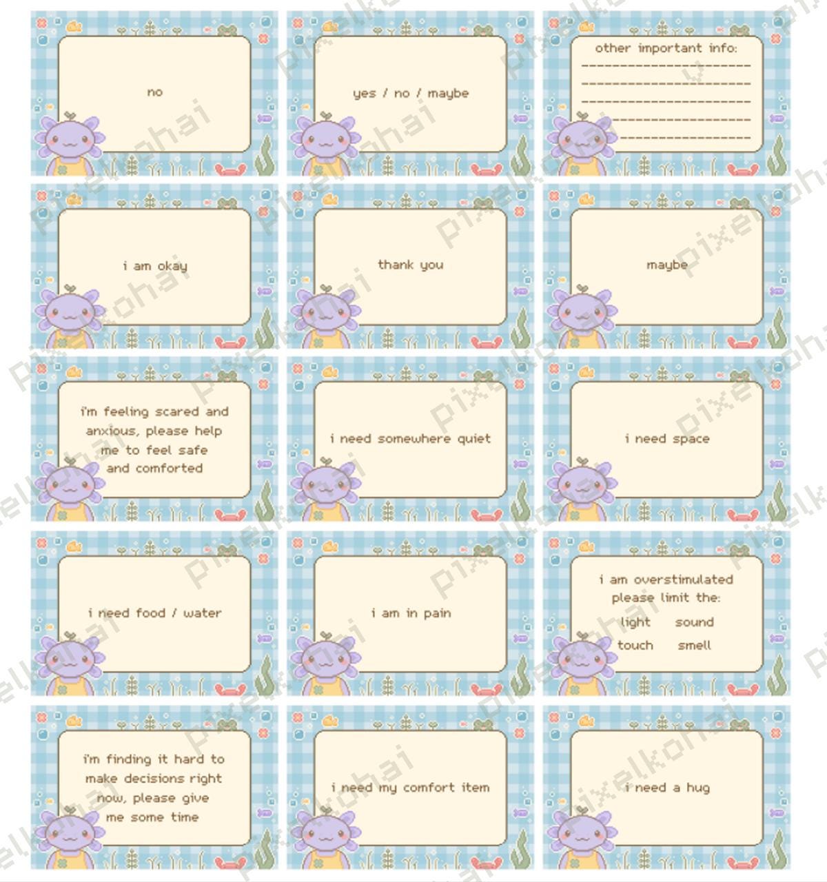Mini Awesome Axolotl Printable Communication Cards | Non Speaking | Non ...