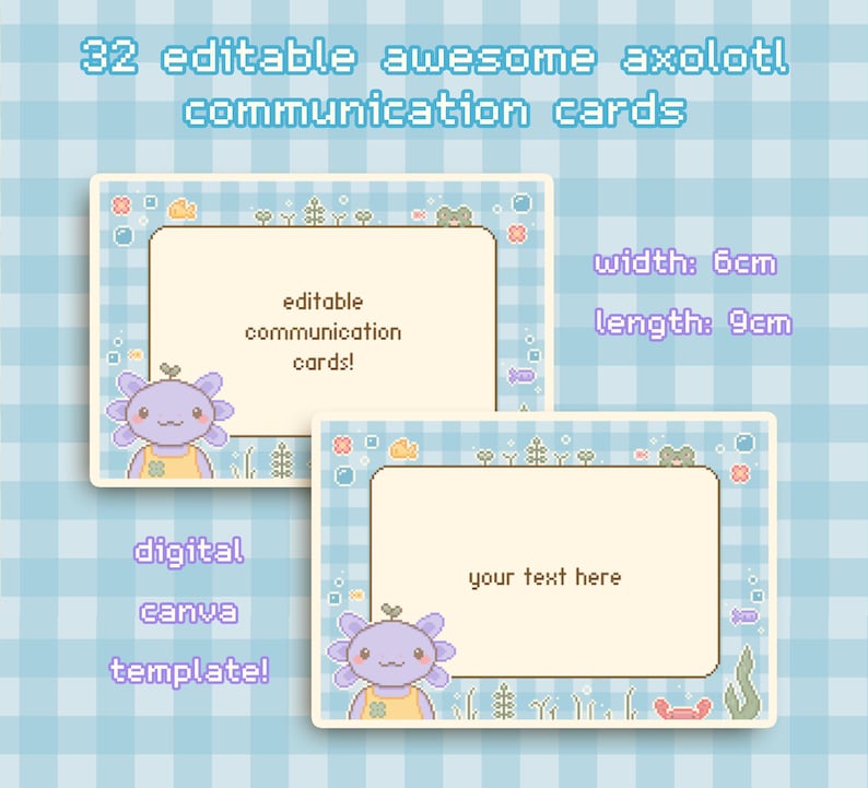 Axolotl Editable Printable Communication Cards | Canva Template | Non ...