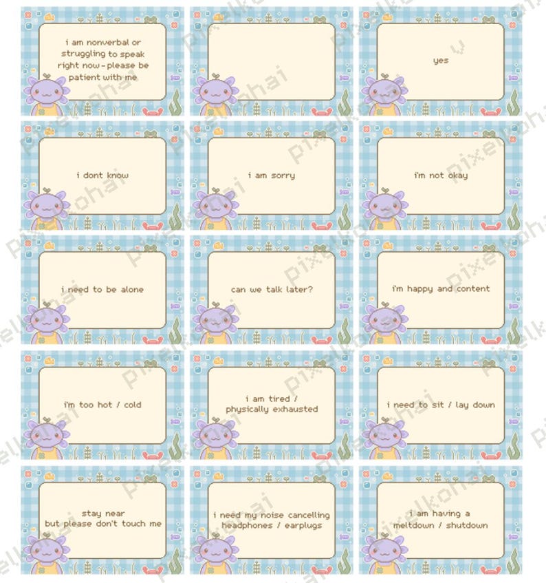 Mini Awesome Axolotl Printable Communication Cards | Non Speaking | Non ...