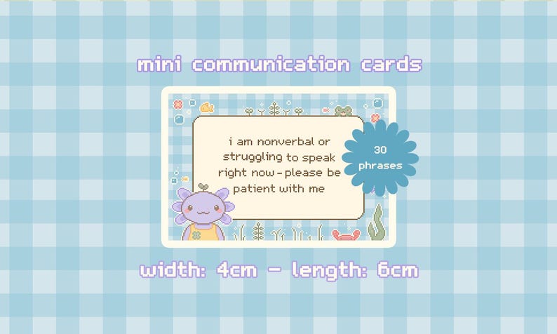 Mini Awesome Axolotl Printable Communication Cards | Non Speaking | Non ...