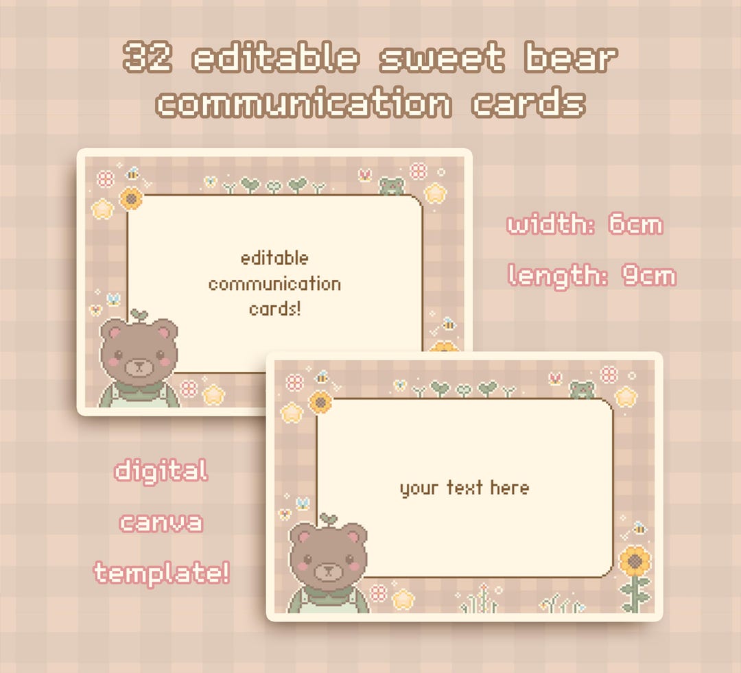 Editable Sweet Bear Communication Cards: Autism, ADHD, Neurodivergent ...