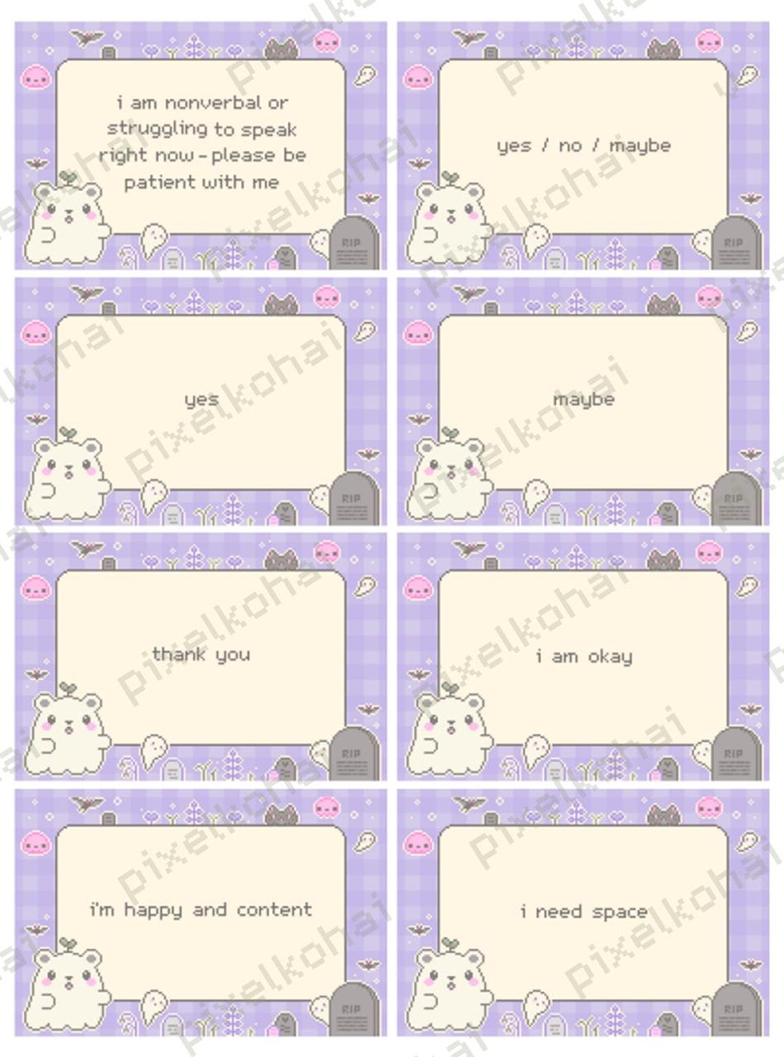 Spooky Cute Printable Communication Cards | Non Speaking | Non Verbal ...