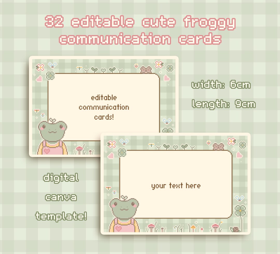 Cute Frog Editable Printable Communication Cards | Canva Template | Non ...