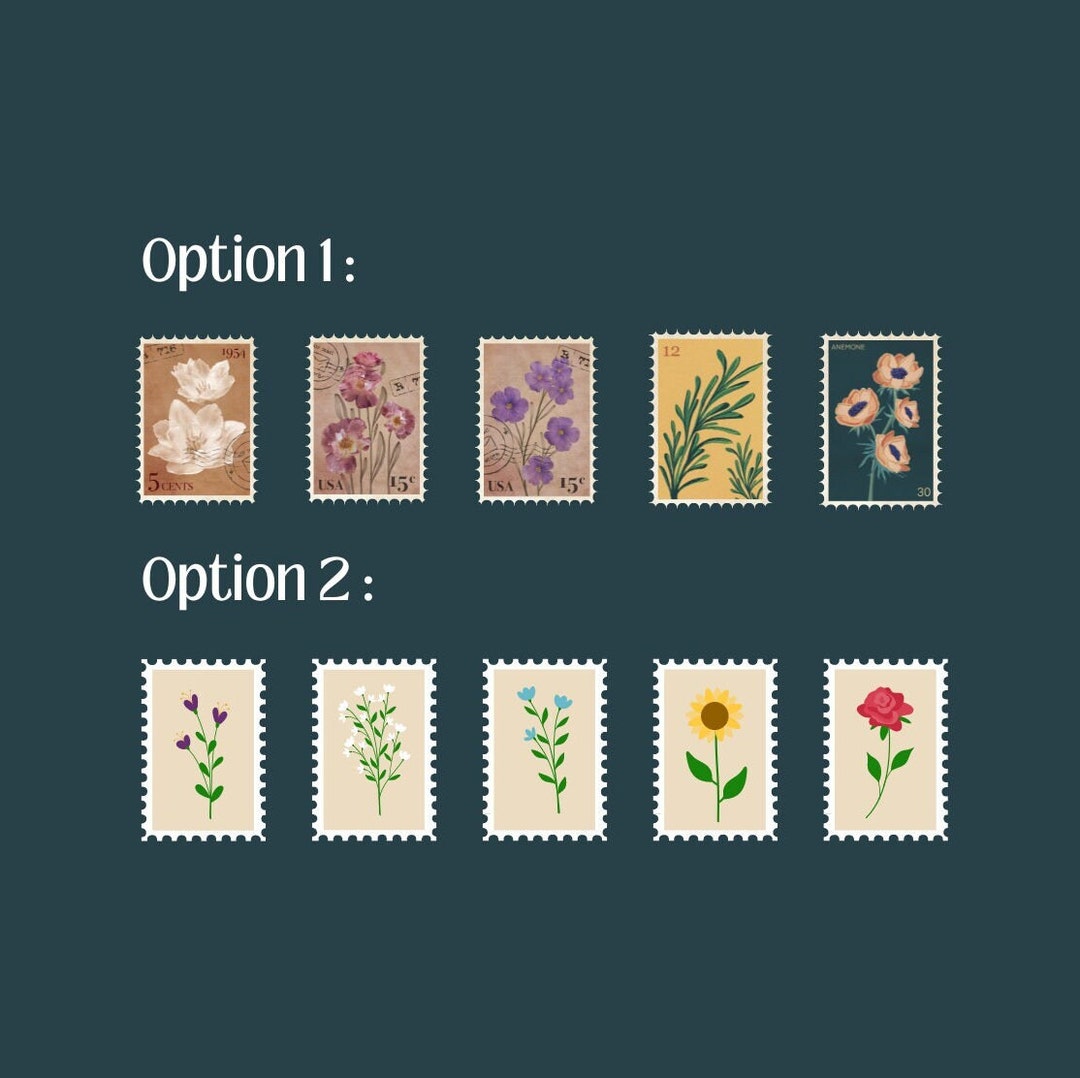 Vintage Aesthetic Flower Sticker Stamps - Etsy