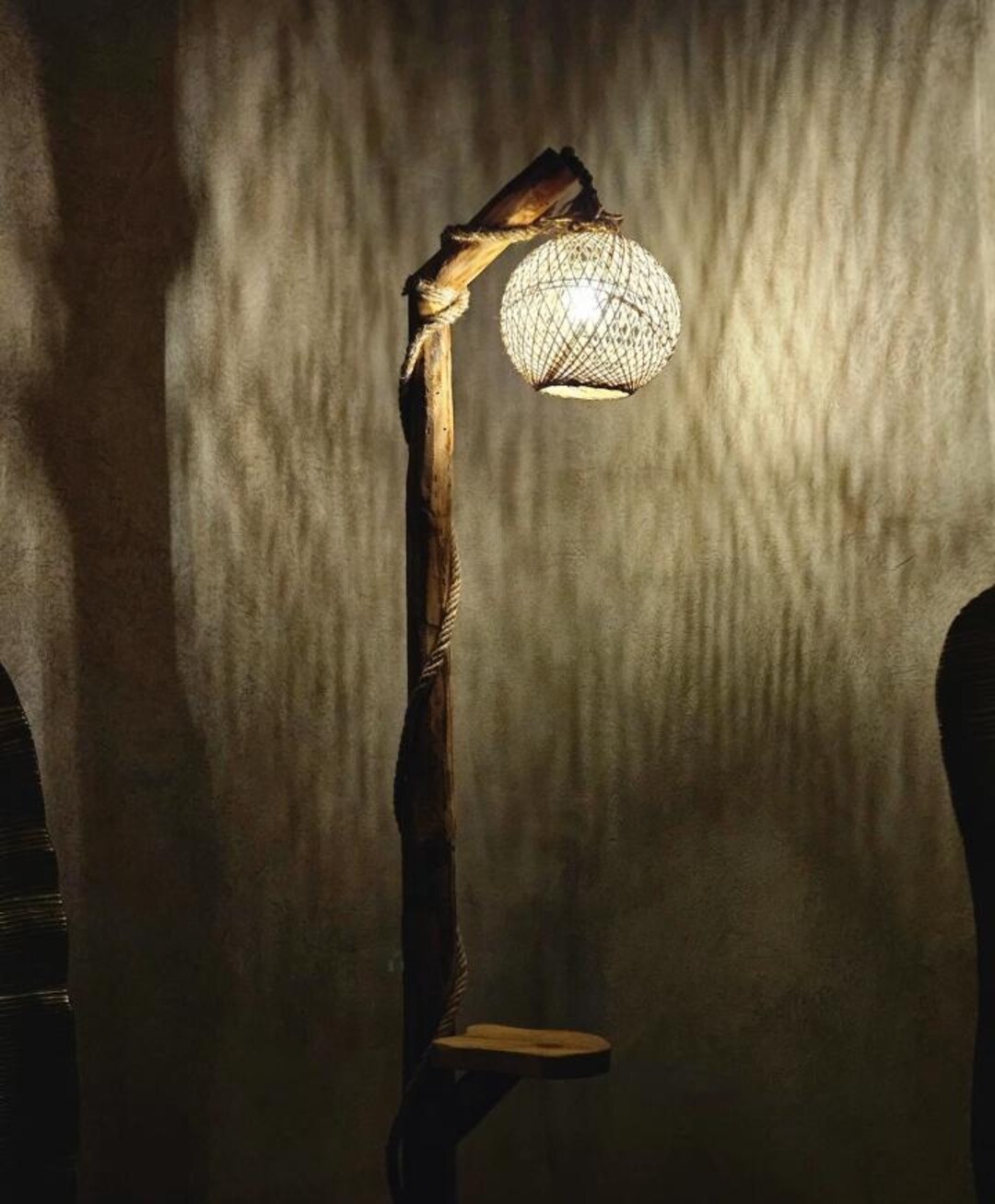 Tall Wood Floor Lamp Alaska House Style, Rustic Lampshade, Tree Floor ...