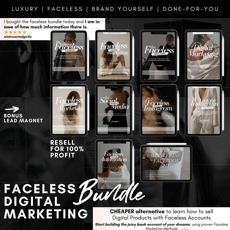 Faceless Digital Marketing Guide Bundle With Master Resell Rights MRR ...