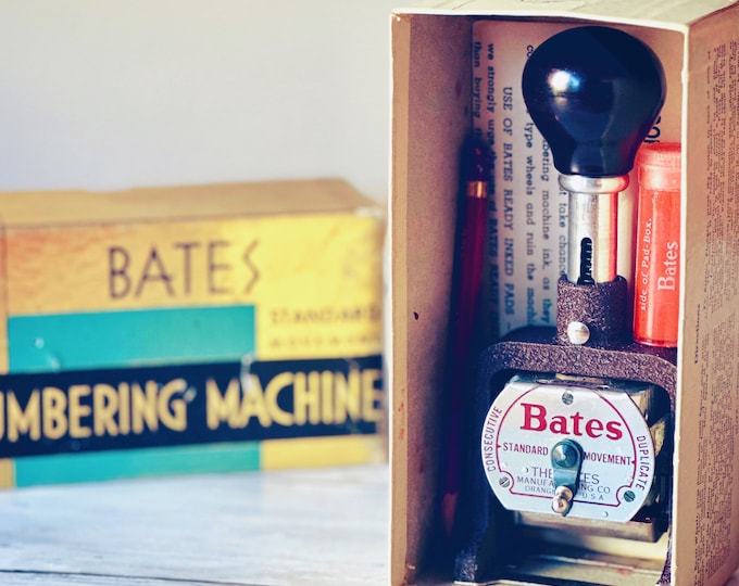 Vintage Bates Numbering Machine With Original Accessories, Working Mid ...