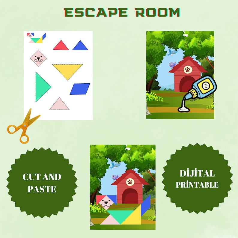 Cut and Paste Tangram Activity Sheets for Kids - Etsy
