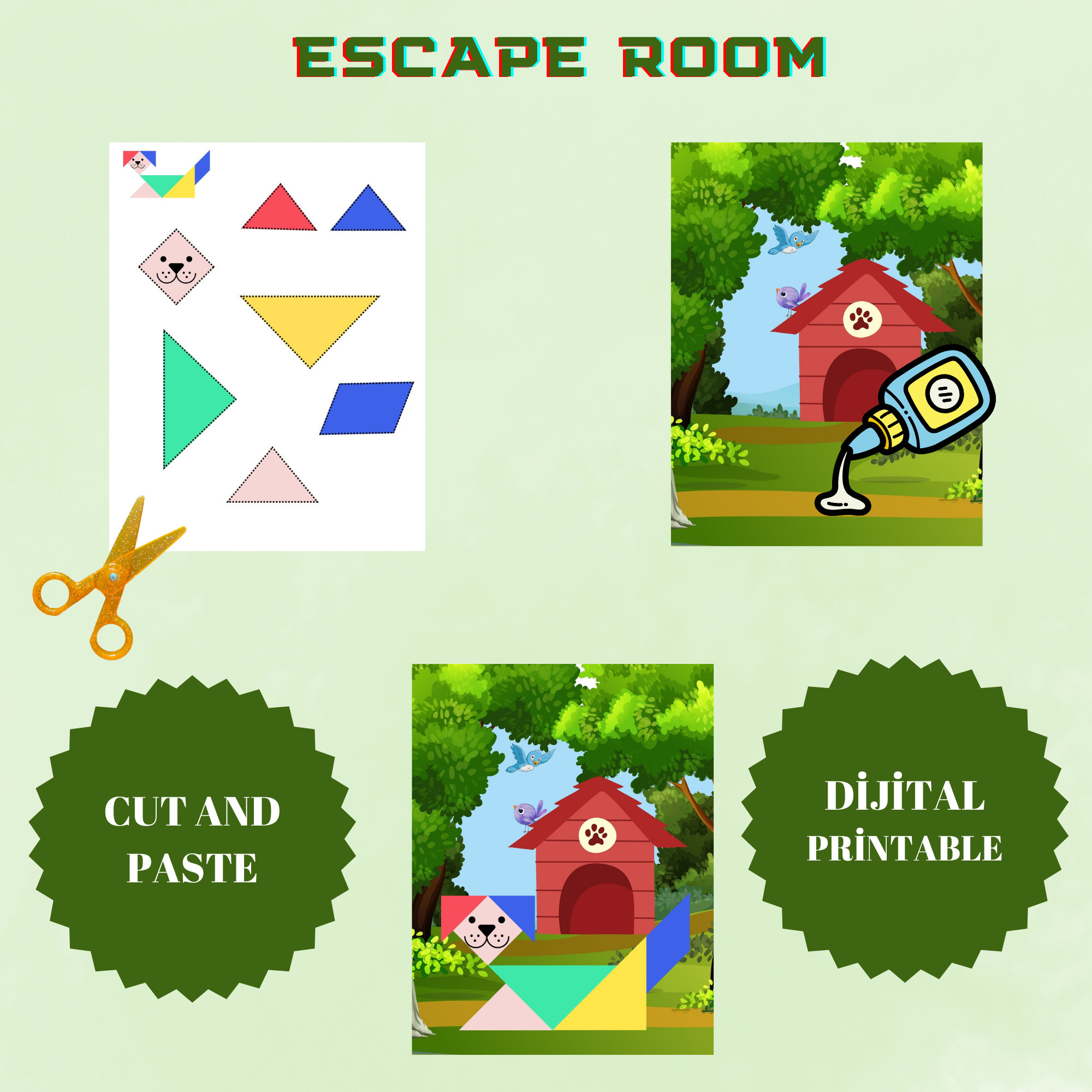 Cut and Paste Tangram Activity Sheets for Kids - Etsy