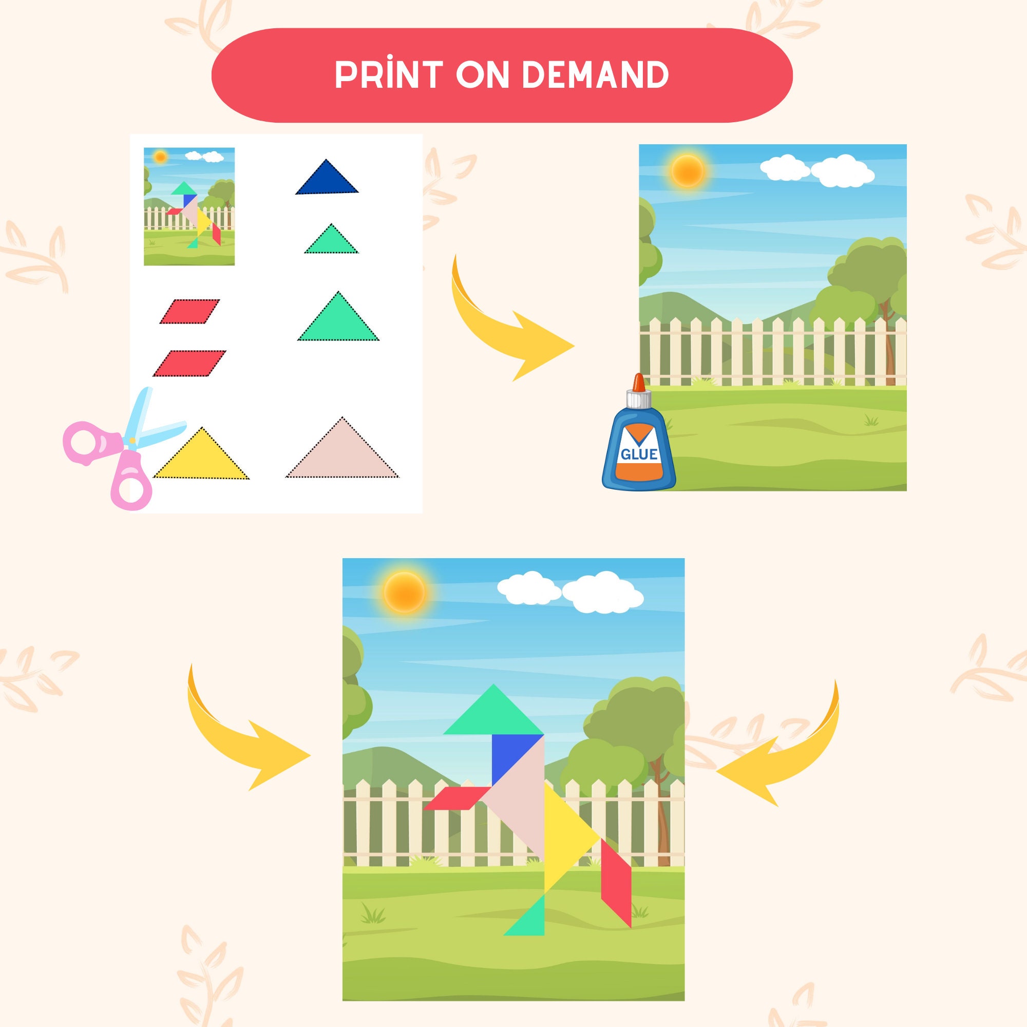 Cut and Paste Tangram Activity Sheets for Kids - Etsy