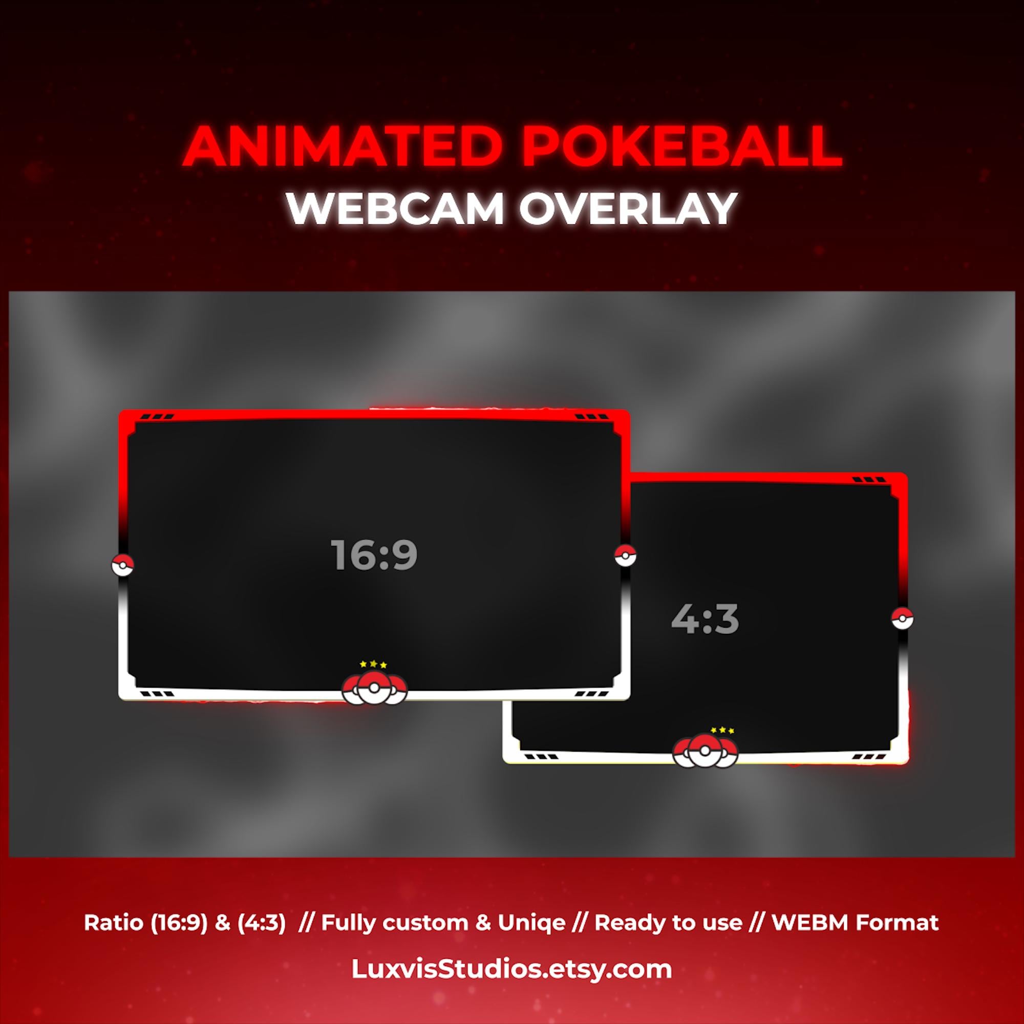 Animated Red Pokeball Webcam Overlay: Streaming Facecam (digital ...