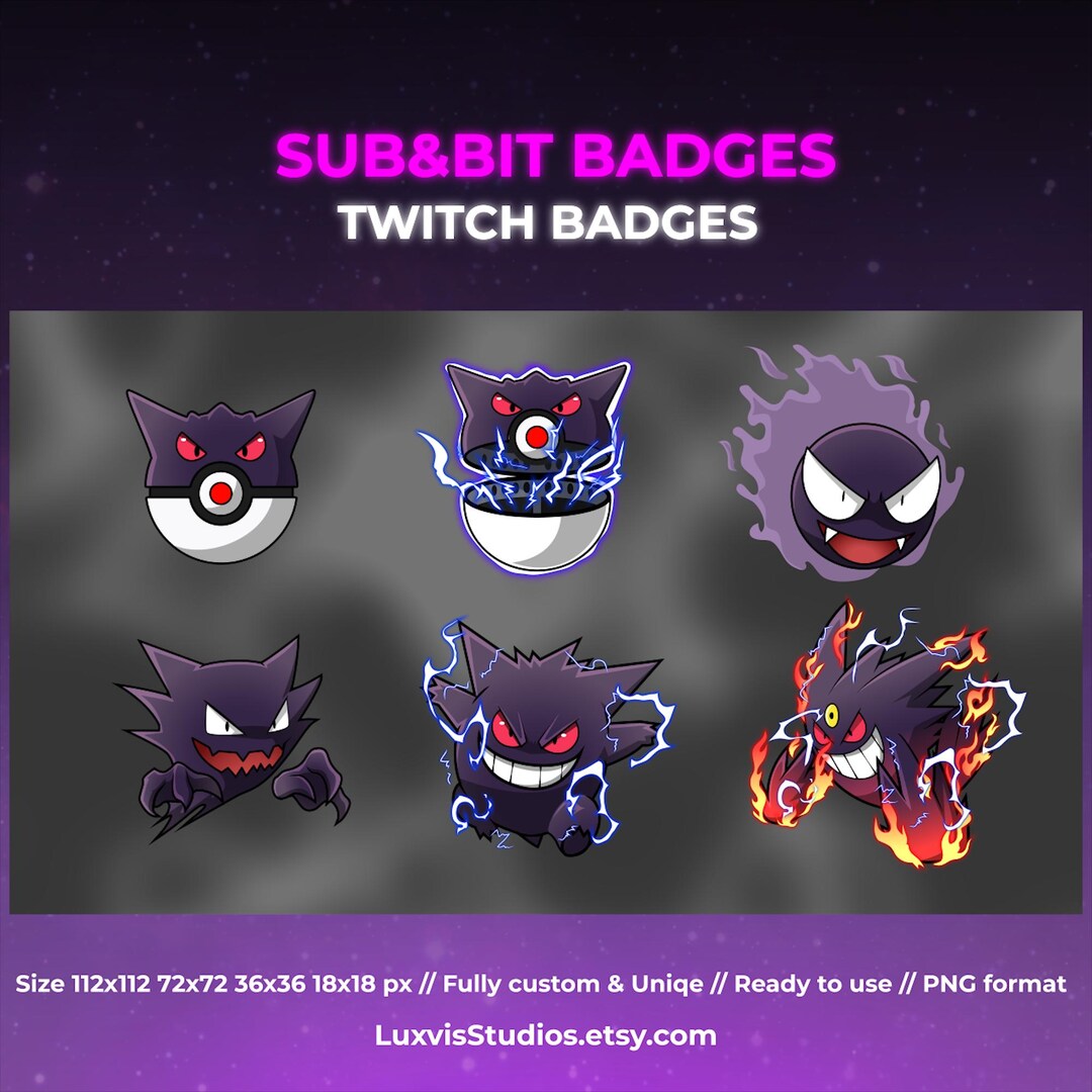 Sub/bit Badges for Twitch : Gengar Pokemon Stream Badges (digital ...