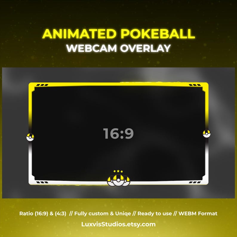 Animated Yellow Pokeball Webcam Overlay: Streaming Facecam (digital ...