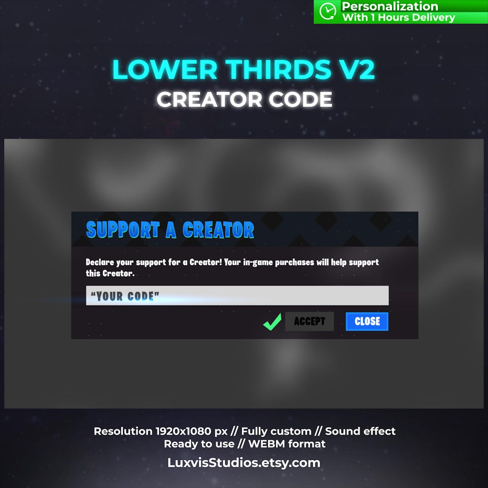 Creator Code Lower Thirds: Animated Stream Overlay (digital Download ...