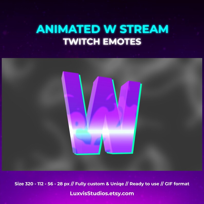 Animated W Text Emote: Twitch Stream Animation - Etsy