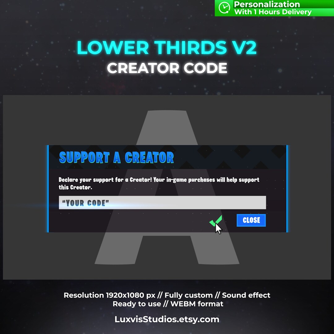 Creator Code Lower Thirds: Animated Stream Overlay (digital Download ...
