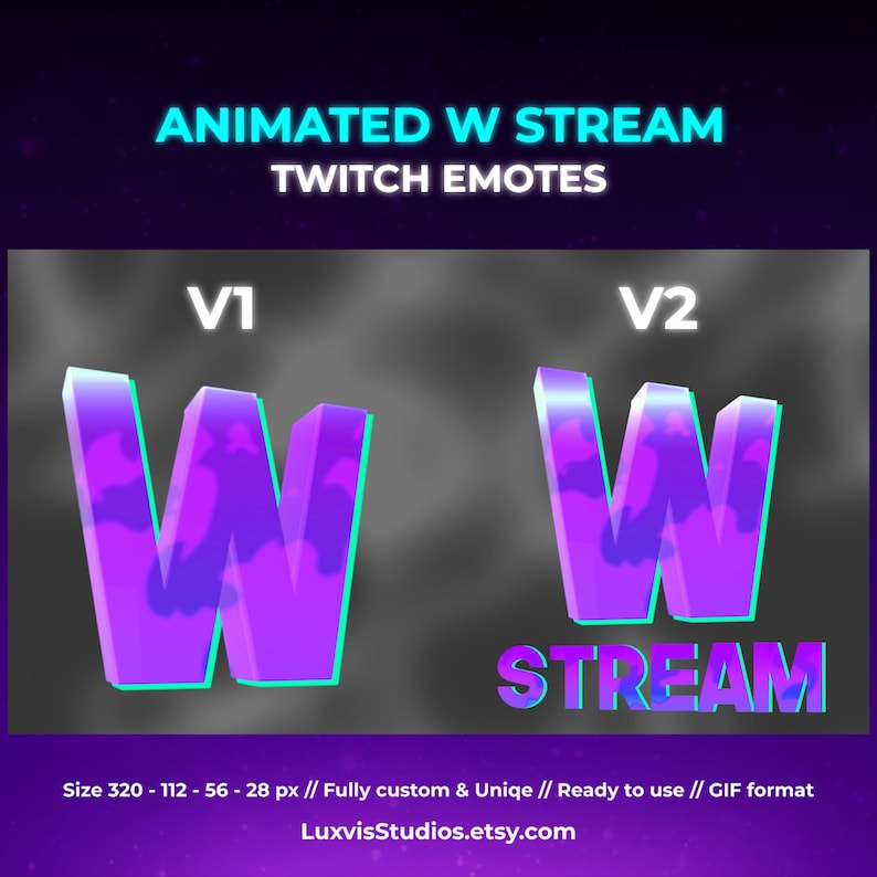 Animated W Text Emote: Twitch Stream Animation - Etsy