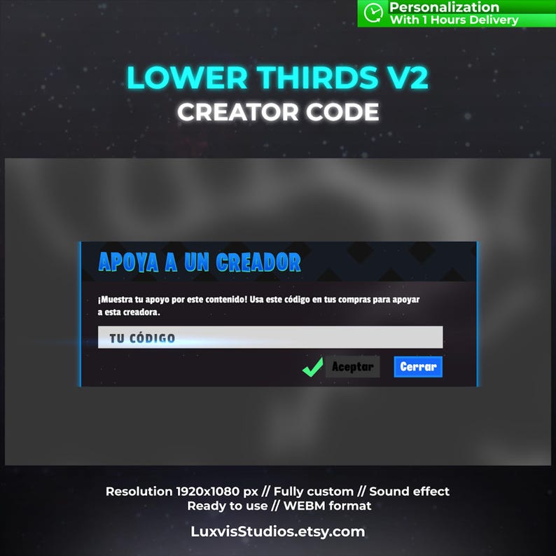 Creator Code Lower Thirds: Animated Stream Overlay (digital Download ...