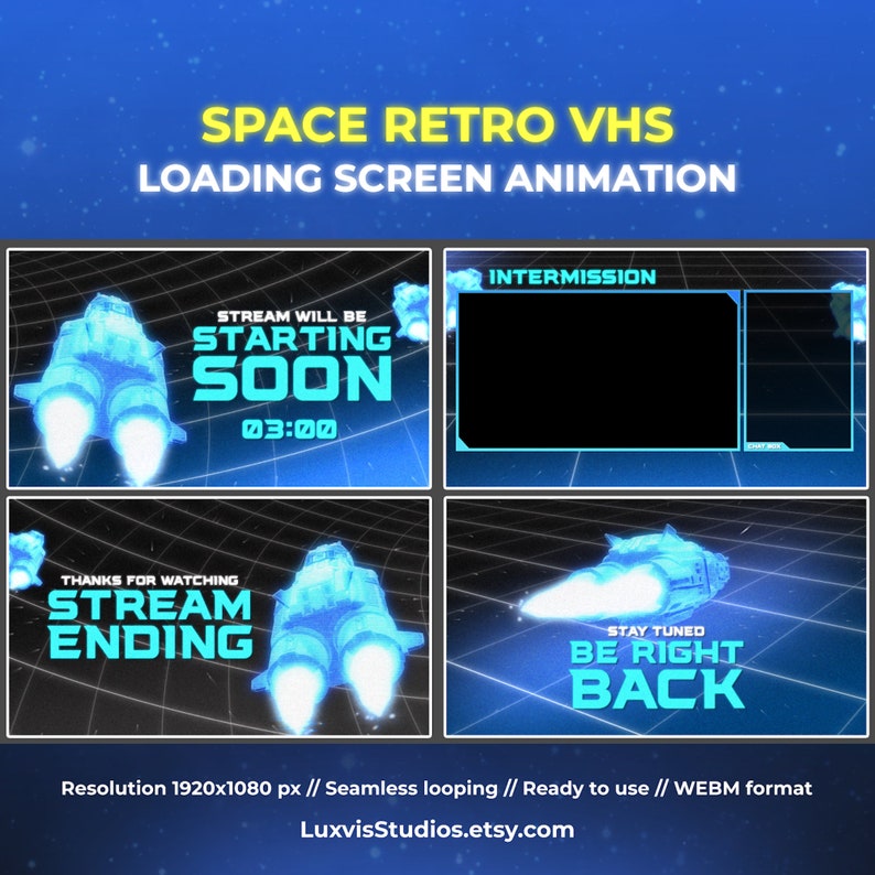 Overlays Stream Animated Retro Vhs Style Pack, Animated Loading Screen ...
