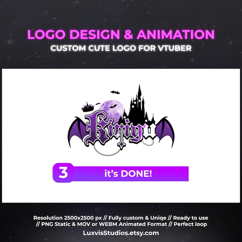 Custom Animated Vtuber Logo Design: Twitch, Kick, Youtube (PNG, MOV ...