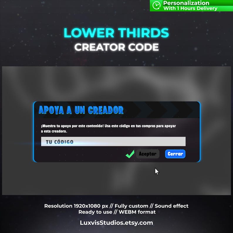 Animated Creator Code Lower Thirds: Twitch, Youtube, Kick - Etsy