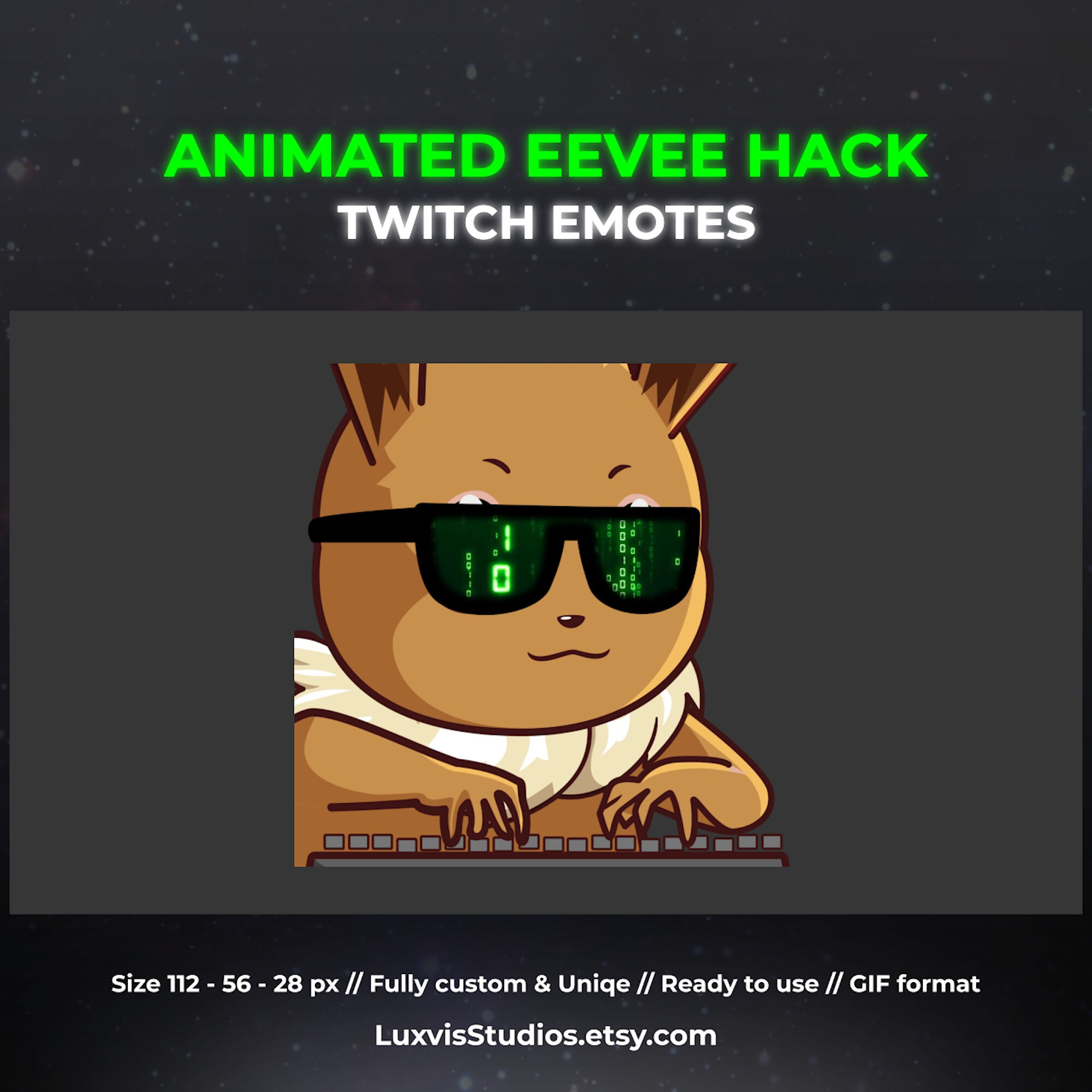 Animated Eevee Hacker Animated Hackerman Emote Twitch Emotes Pokemon ...