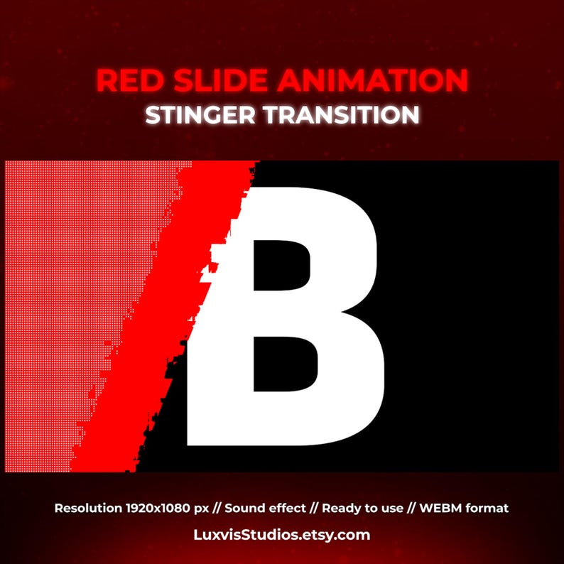 Glitch Animated Stinger Transition: Red,white Slide Stream Transition ...