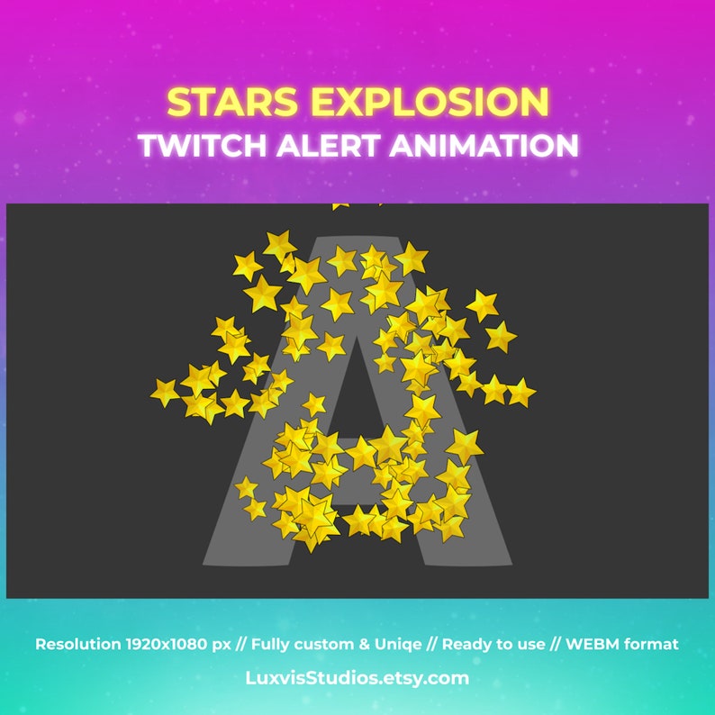 Alertas animadas de Twitch de Explosión de estrellas (1920 x 1080 px ...