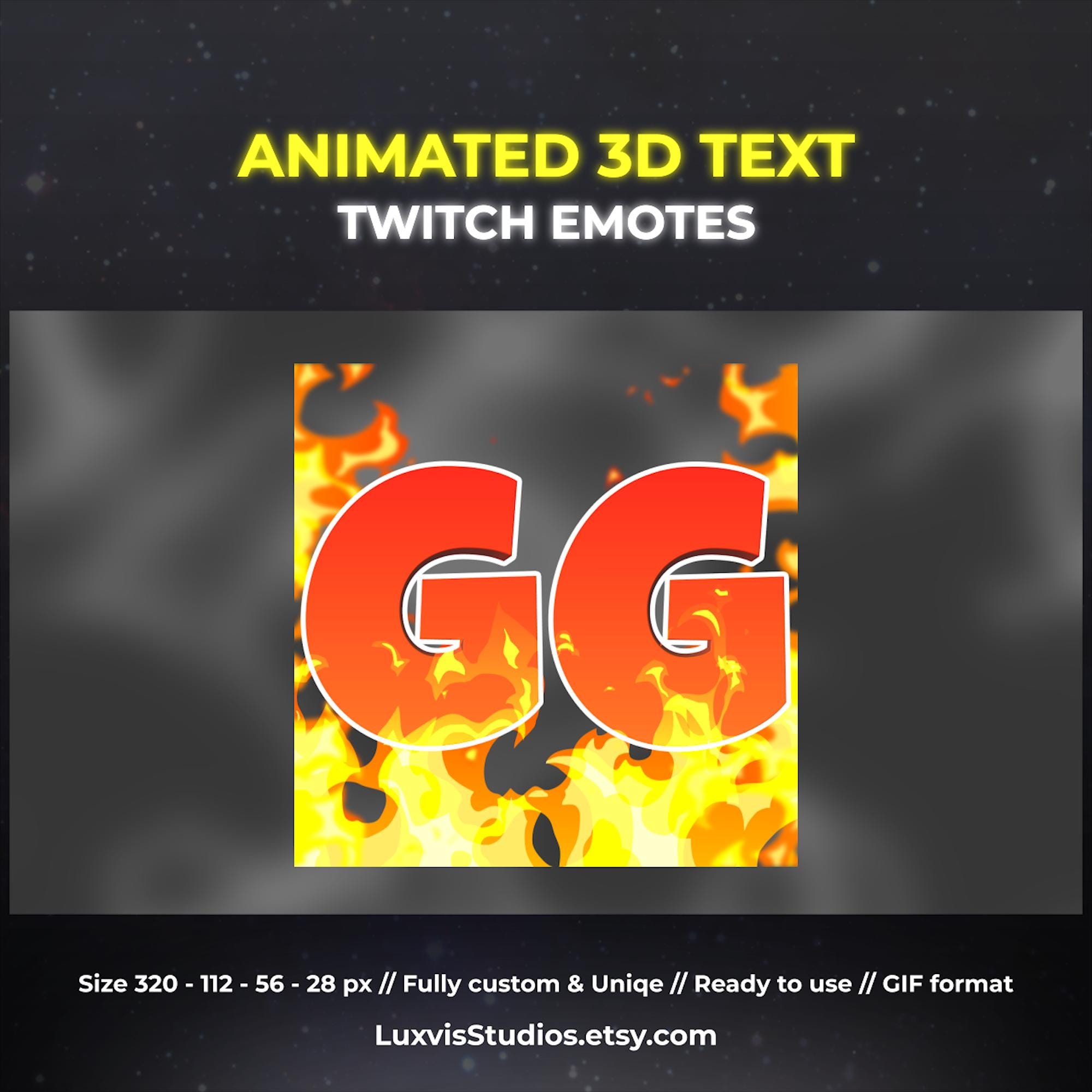 Animated GG Text Emote: 3D Fire Effect Twitch/kick (digital Download ...