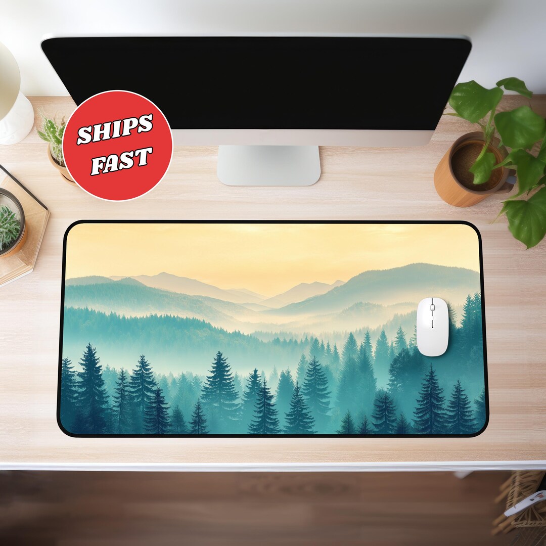 Forest Desk Mat, Calming Office Decor Nature Desk Mat Wilderness Desk ...