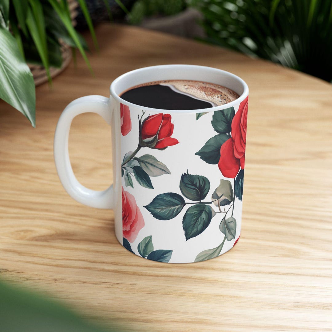 Watercolor Flowers Mug, Floral Coffee Mug, Botanical Mug, Artistic ...