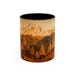 Trees and Mountain Range Mug, PRINTED WOOD STYLE, Carved Wood Style Mug ...