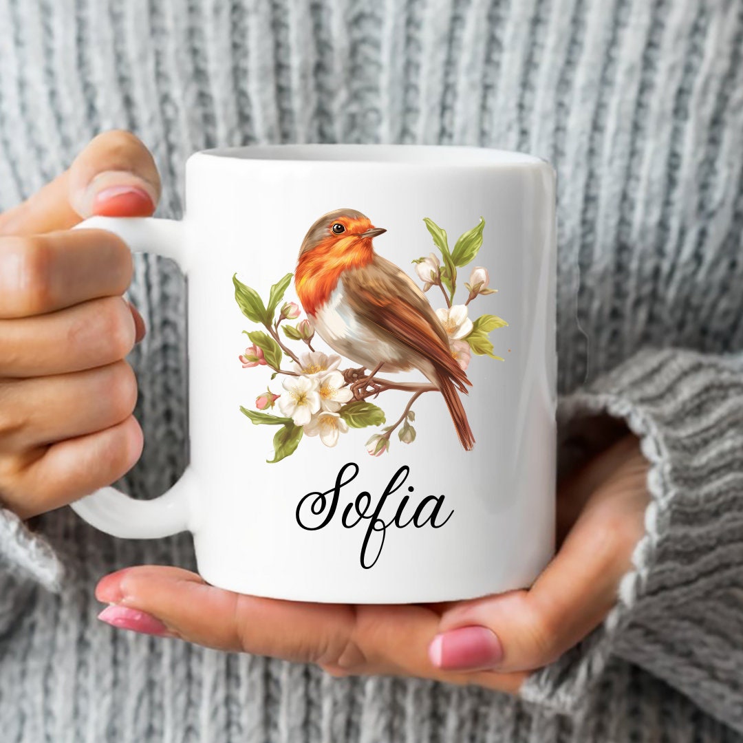 Personalized Robin Mug, (11oz) Robin Mug, Bird Mug, Bird, Coffee Mugs ...