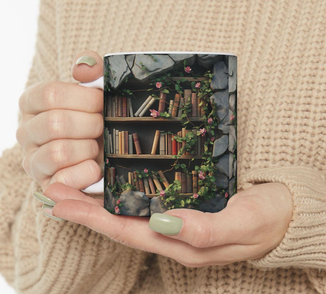 3D Effect Realistic Books Mugs, Book Lover Gift,book Lover Mug, 3D ...