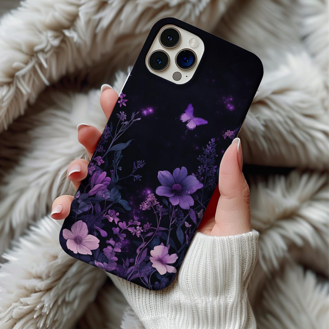 Purple Floral Case, Dark Academia Case iPhone Case Purple Phone Case ...