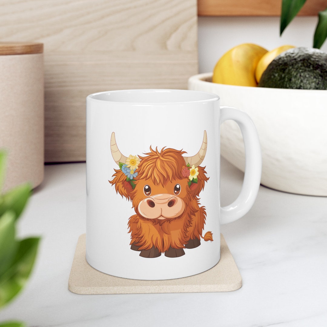 Highland Cow Mug, (11oz) Cute Cow Mug, Highland Cow Coffee Mug, Cute Cow Coffee Mug, Cute Gift ...