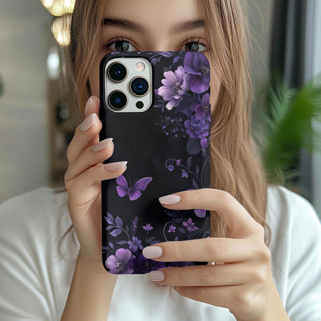 Purple Floral Case, Dark Academia Case Goth Phone Case Witchy Phone ...
