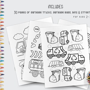 Garbage Trash Truck Coloring Book Pages | Kids Toddlers Activity Sheets ...