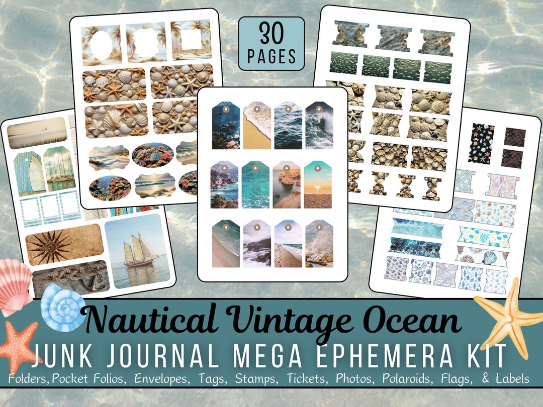Junk Journal Mega Ephemera Kit | Ocean Nautical Theme | Vintage Folios ...