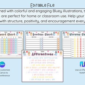 Bluey Bingo Charts | Kids PDF Editable Routine & Motivation Charts | 4 ...
