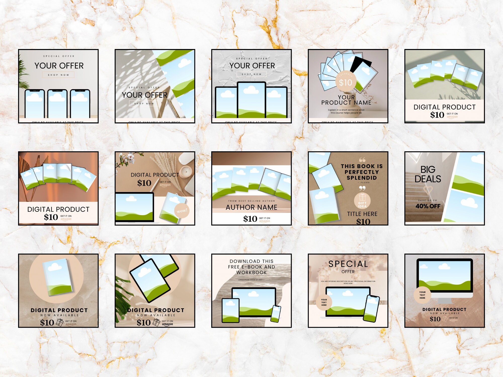 70 Instant Canva Product Mockups | Easy to Use | Minimalist Beige ...