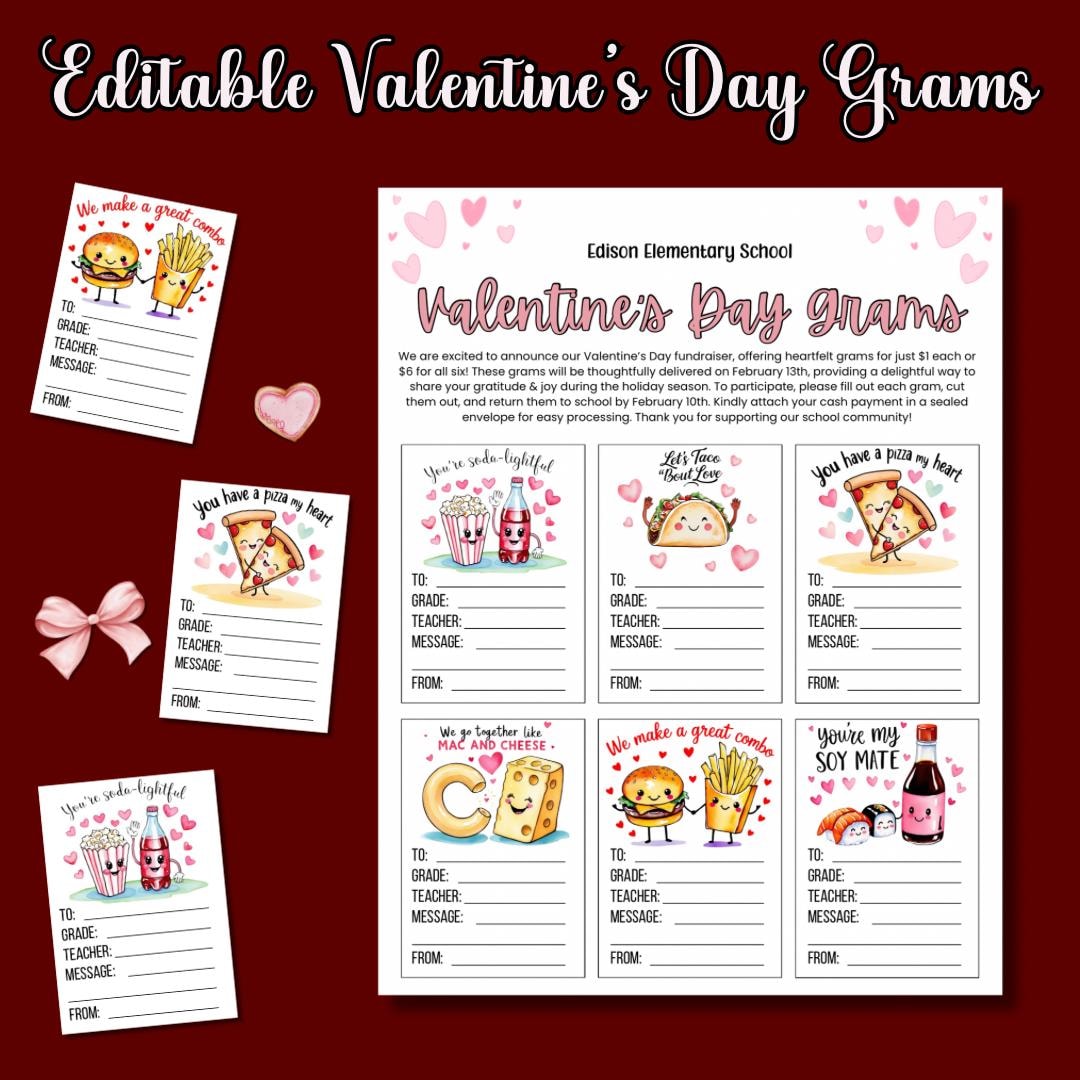 Valentine’s Day Pink Grams School Fundraiser | Cute Funny Phrases ...