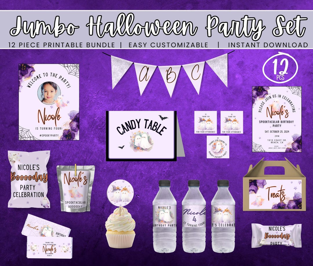 Kids Spooky Halloween Booday Birthday Party Printable Bundle | Ghostly ...