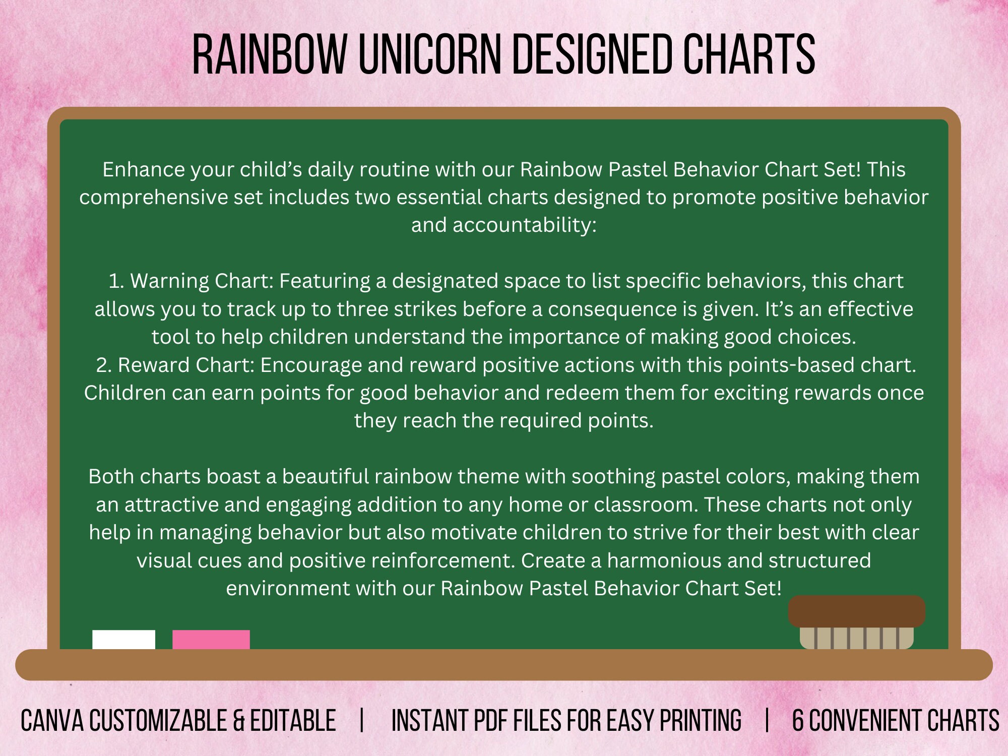 Behavior Chart | Unicorn Colorful Girly Rainbow Charts | Reward Chart ...
