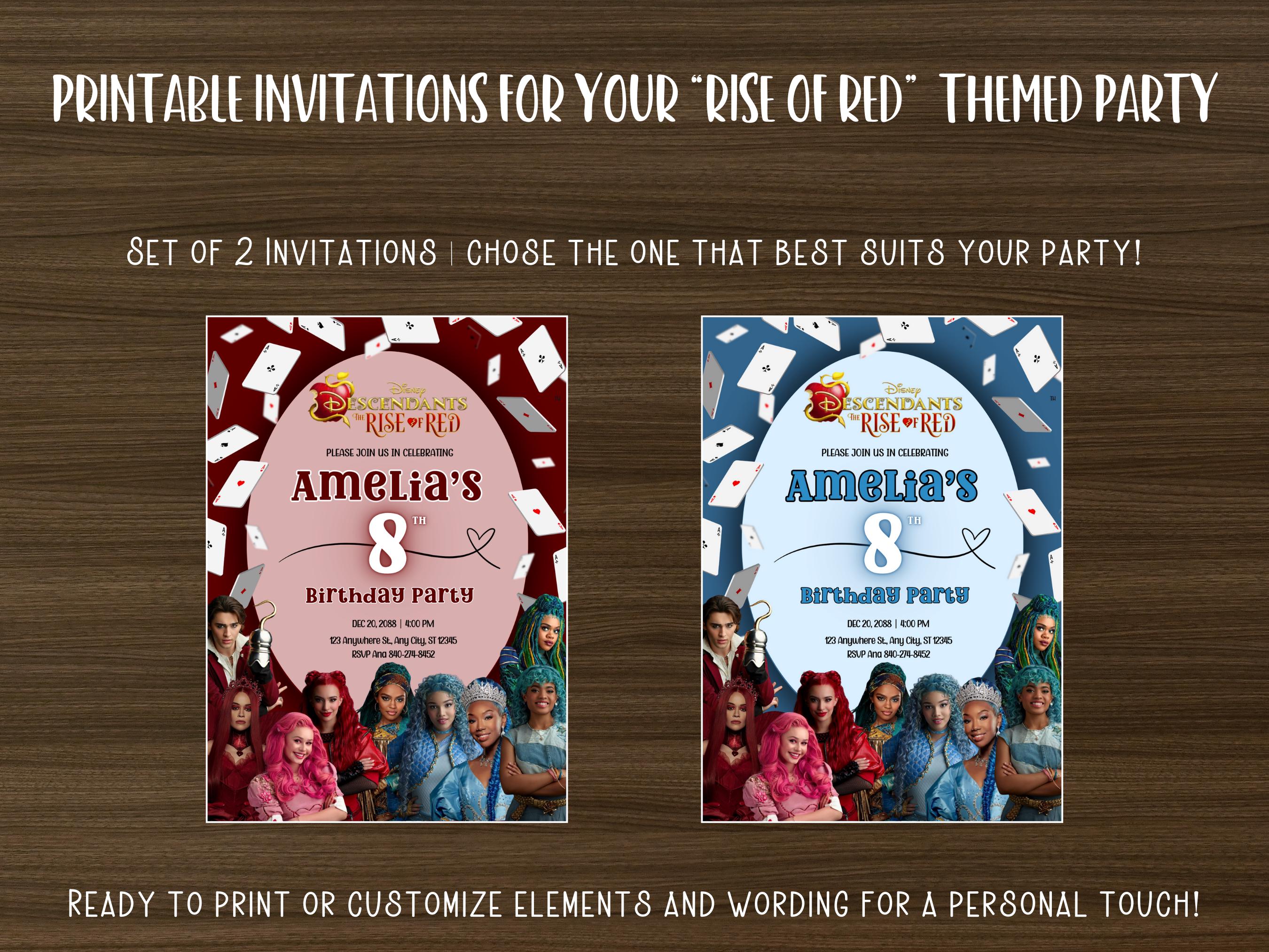 The Descendants the Rise of Red Birthday Party Printable Customizable ...